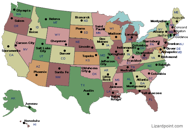 Usa Map With Capitals Only